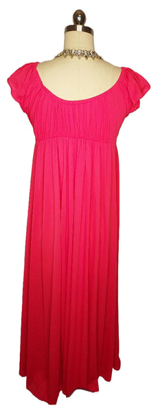 * VINTAGE EMPIRE STYLE SILKY NYLON NIGHTGOWN IN SUMMER RASPBERRY WITH ...