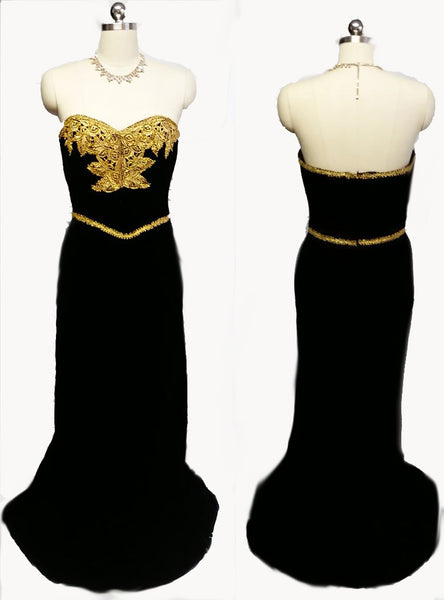 *GORGEOUS VINTAGE 1980s VICTOR COSTA FROM I MAGNIN BLACK VELVETY EVENI ...